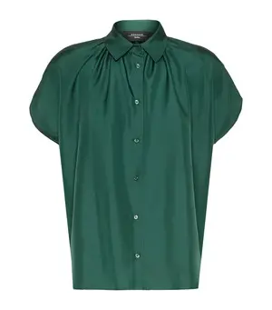 Max Mara Silk Gathered Shirt - Green
