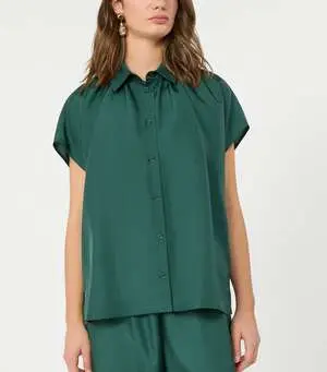 Max Mara Silk Gathered Shirt
