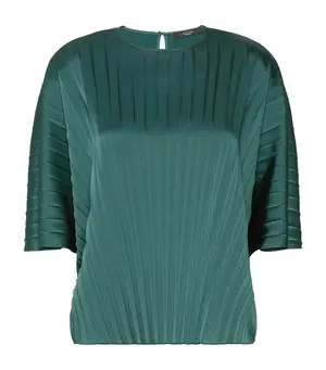 Max Mara Pleated Short-sleeve Blouse - Green