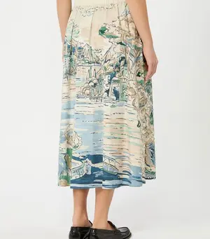 Max Mara Cotton Lake-print Skirt