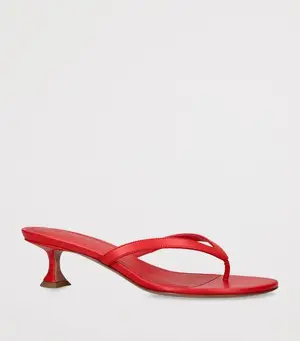 Amina Muaddi Leather Juliette Sandals - Red