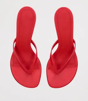 Amina Muaddi Leather Juliette Sandals - Red