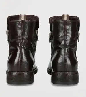 Officine Creative Leather Zip Up Ankle Boots - Brown