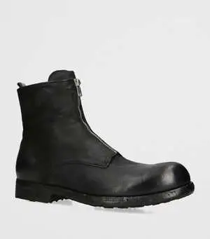 Officine Creative Leather Zip-up Ankle Boots - Black