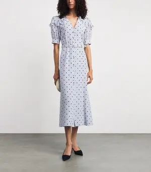 Alessandra Rich Polka Dot Ruffled Midi Dress