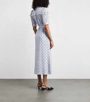 Alessandra Rich Polka Dot Ruffled Midi Dress
