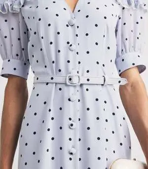 Alessandra Rich Polka Dot Ruffled Midi Dress