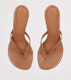 Amina Muaddi Leather Juliette Sandals - Brown