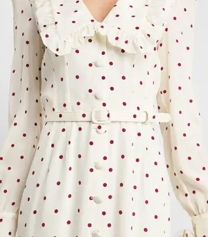 Alessandra Rich Polka Dot Silk Midi Dress