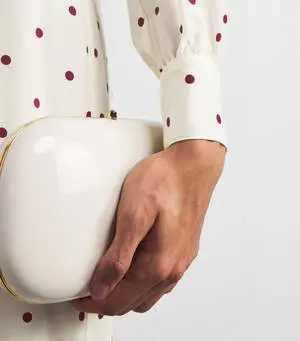 Alessandra Rich Polka Dot Silk Midi Dress