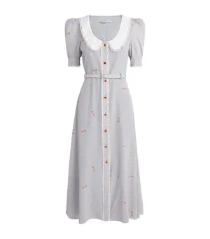 Alessandra Rich Floral Print Belted Midi Dress