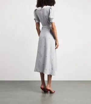 Alessandra Rich Floral Print Belted Midi Dress