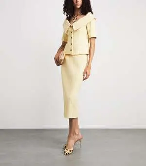 Alessandra Rich Off-the-shoulder Sequin Tweed Top