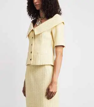 Alessandra Rich Off-the-shoulder Sequin Tweed Top