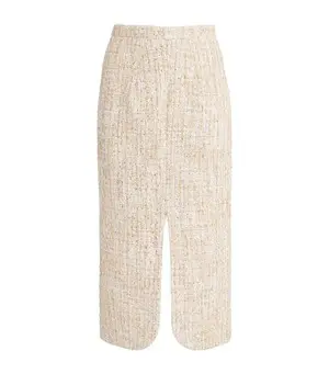 Safiyaa Tweed Embellished Midi Skirt
