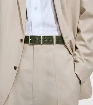 Bottega Veneta Leather Intrecciato Reversible Belt