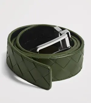 Bottega Veneta Leather Intrecciato Reversible Belt