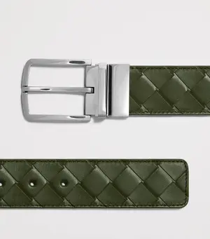 Bottega Veneta Leather Intrecciato Reversible Belt