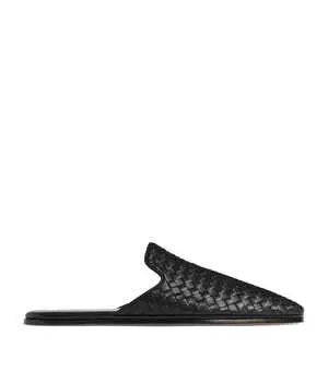 Bottega Veneta Leather Palazzo Slippers - Black