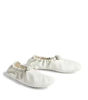 Bottega Veneta Leather Scrunched Ballet Flats - White