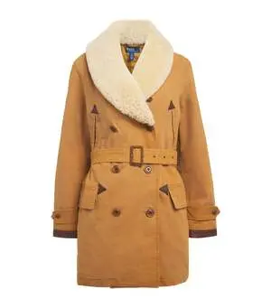 Polo Ralph Lauren Canvas Shearling Trim Ranch Coat
