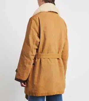 Polo Ralph Lauren Canvas Shearling Trim Ranch Coat