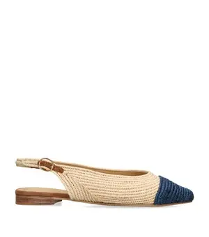 Gabriela Hearst Raffia Slingback Ballet Flats - Beige