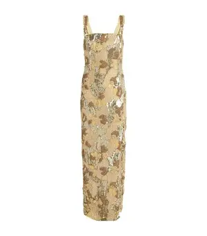 Rachel Gilbert Embellished Elyse Maxi Dress - Gold