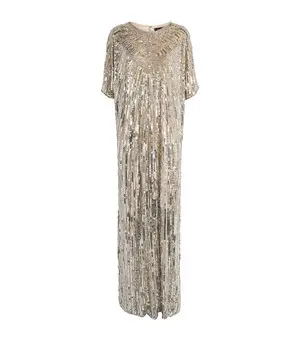 Jenny Packham Embellished Desert Blossom Maxi Dress