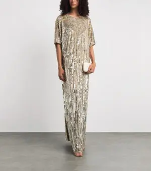 Jenny Packham Embellished Desert Blossom Maxi Dress