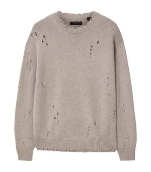 ALLSAINTS Distressed Cotton Crewneck Sweater