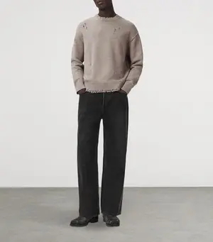 ALLSAINTS Distressed Cotton Crewneck Sweater