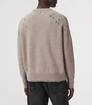 ALLSAINTS Distressed Cotton Crewneck Sweater