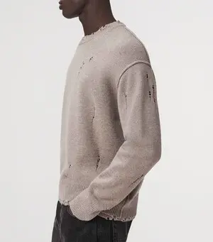 ALLSAINTS Distressed Cotton Crewneck Sweater