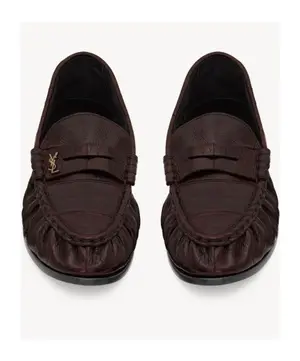 Saint Laurent Le Loafer Penny Slippers In Eel - Scotch Brown