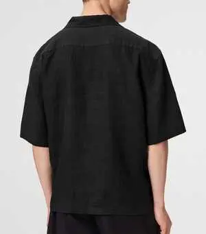 ALLSAINTS Linen Embroidered Avia Shirt - Black