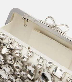 SELF-PORTRAIT Crystal-embellished Satin Clutch With Chain Strap