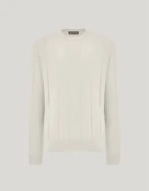 Canali Milk-colored Extra-fine Merino Wool Crew Neck - White