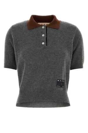 Marni Grey Cashmere Polo Shirt - Gray