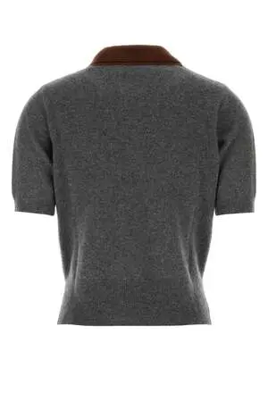 Marni Grey Cashmere Polo Shirt - Gray