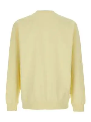 Jacquemus Le Sweatshirt Gros Grain Cotton Crewneck With Logo Patch - Yellow