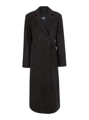 ROTATE BY BIRGER CHRISTENSEN Double-breasted Suede Coat With Wide Lapels - Multicolor