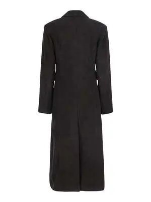 ROTATE BY BIRGER CHRISTENSEN Double-breasted Suede Coat With Wide Lapels - Multicolor