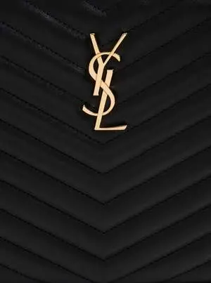 Saint Laurent Monogram Handbag In Black Chevron Leather - Multicolor