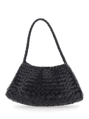 Dragon Diffusion Shoulder Bag 'rosanna' Mini With Woven Design And Black Leather Top Handle - Multicolor