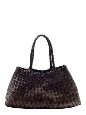 Dragon Diffusion Shoulder Bag 'santa Croce' With Logo Charm Detail And Leather Intreccio Design Brown - Multicolor
