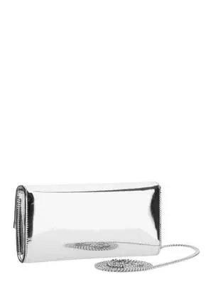 JIMMY CHOO Emmie Clutch With Logo Lettering And Chain Strap - Silver