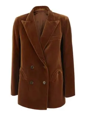 BLAZÉ MILANO Double-breasted Velvet Jacket - Brown