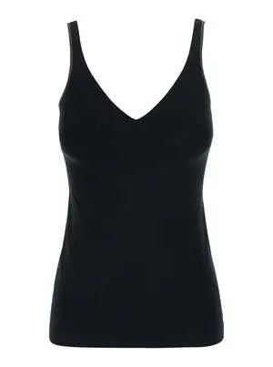 Brunello Cucinelli V-neck Top With Jewelry Details On The Edges In Cotton For - Black