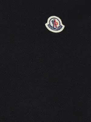 Moncler Piquet Cotton Polo Shirt With Logo Patch - Black